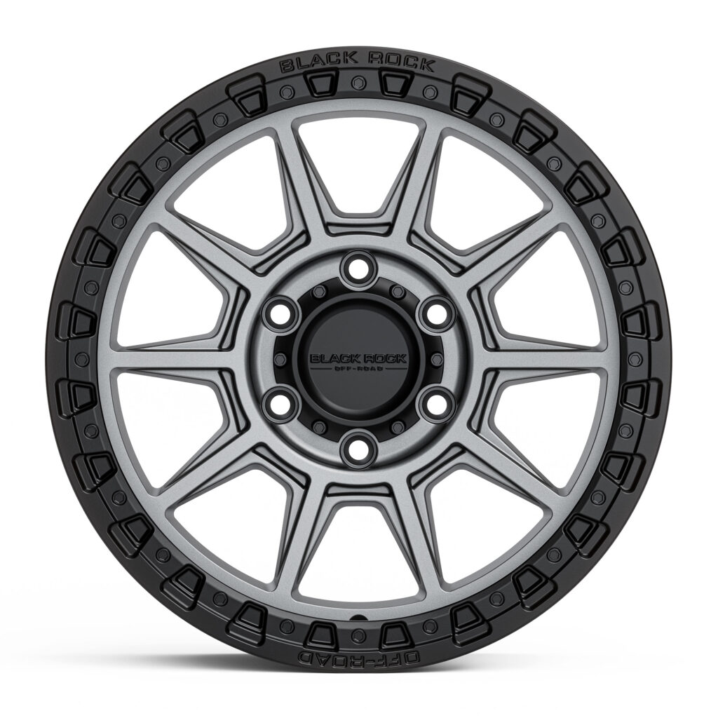 BLACK ROCK GUNNER GUNMETAL GREY BLACK RING 17X9 - Tyreforce