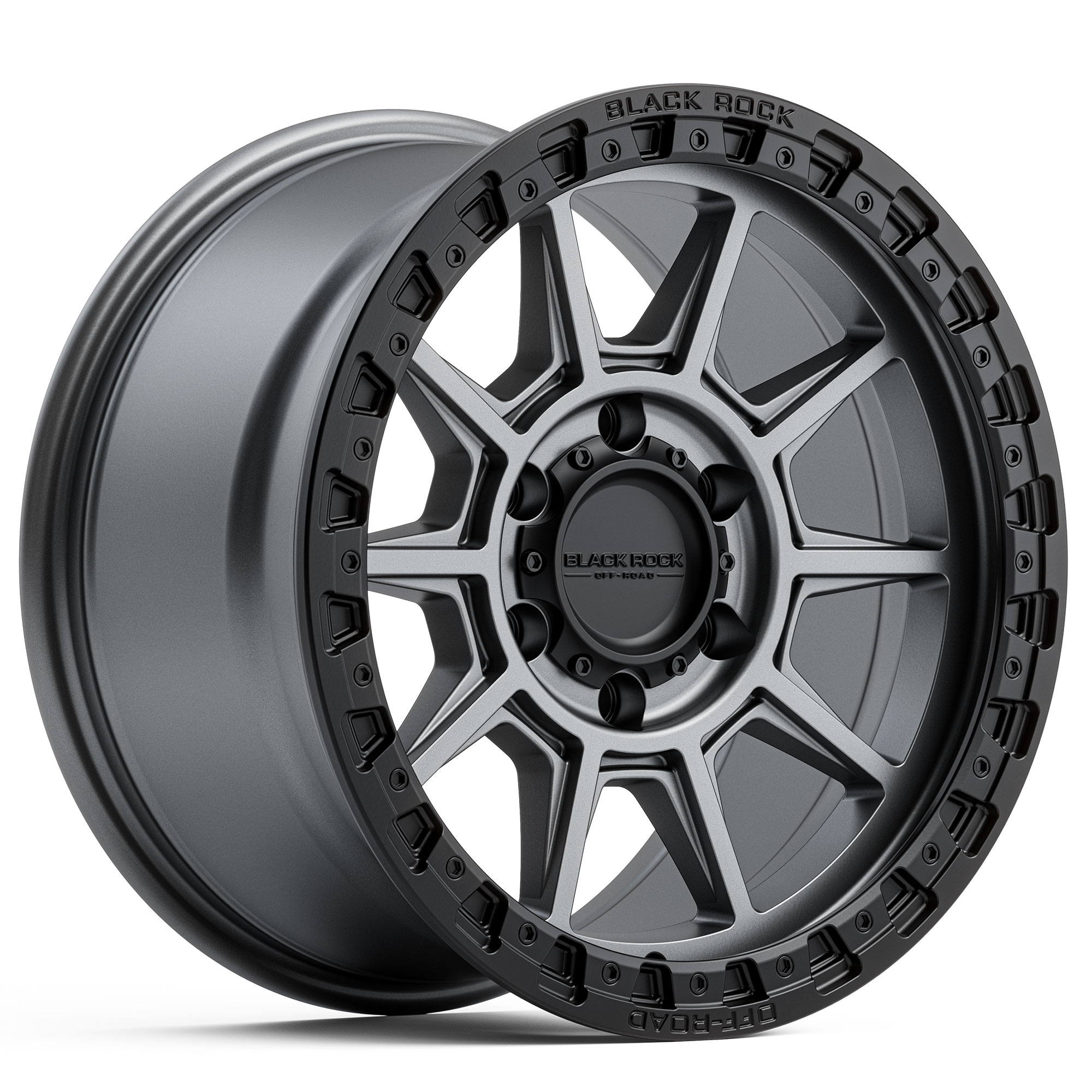 BLACK ROCK GUNNER GUNMETAL GREY BLACK RING 17X9 - Tyreforce