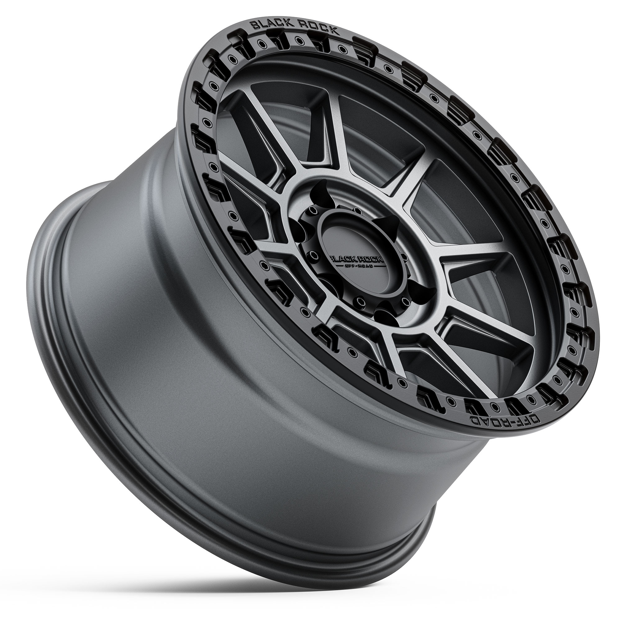 BLACK ROCK GUNNER GUNMETAL GREY BLACK RING 17X9 - Tyreforce