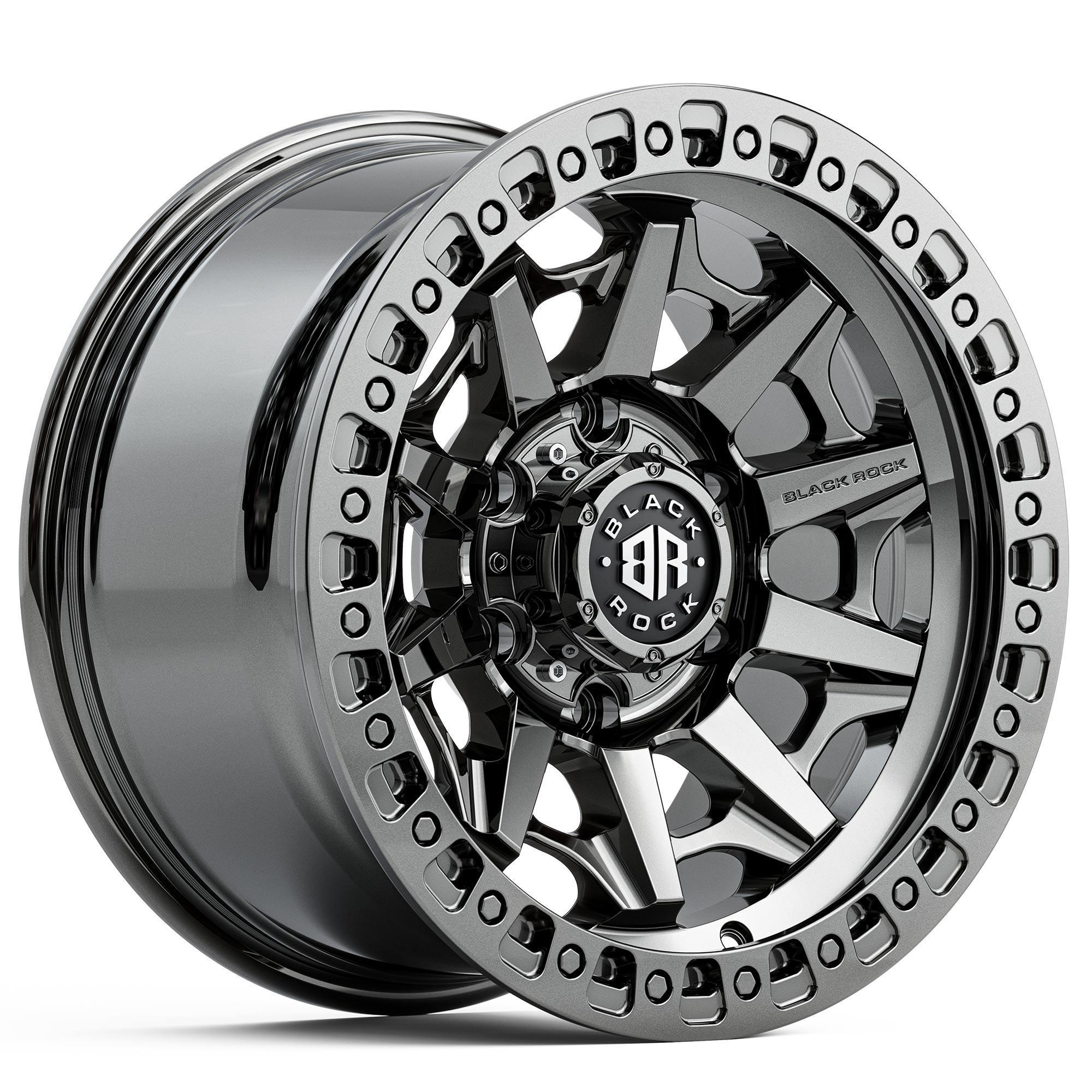 BLACK ROCK CAGE BLACK CHROME 17X9 (BLANK) - Tyreforce