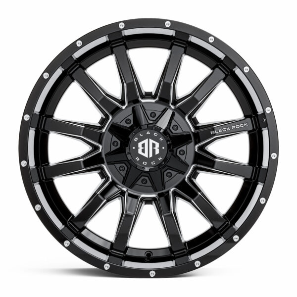 BLACK ROCK PREDATOR GLOSS BLACK MILLED 22X12 (BLANK) - Tyreforce